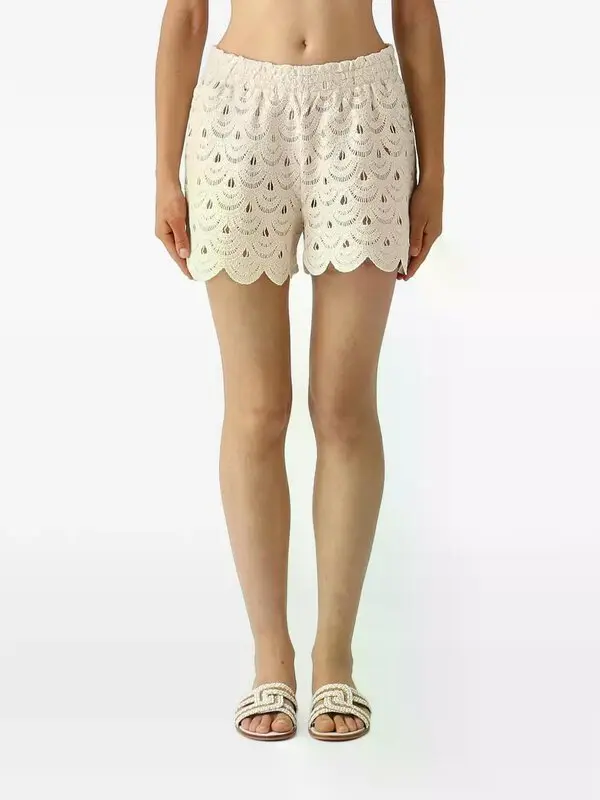 MC2 SAINT BARTH Meave Crochet Shorts - Neutrals