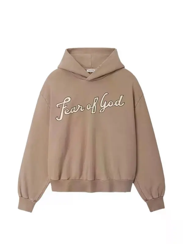 Fear Of God Logo Print Hoodie - Neutrals