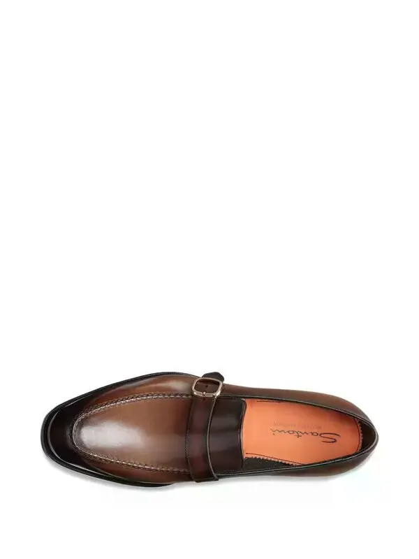 Santoni Polished Leather Loafers With Side Buckle