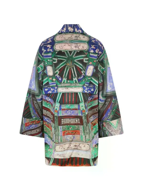 HUI HUI Graphic Print Open-front Coat