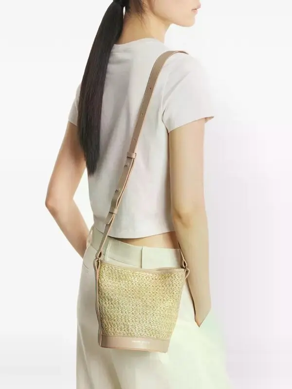 Maison Kitsuné Woven Straw Bucket Bag - Neutrals