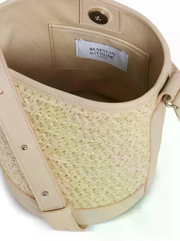 Maison Kitsuné Woven Straw Bucket Bag