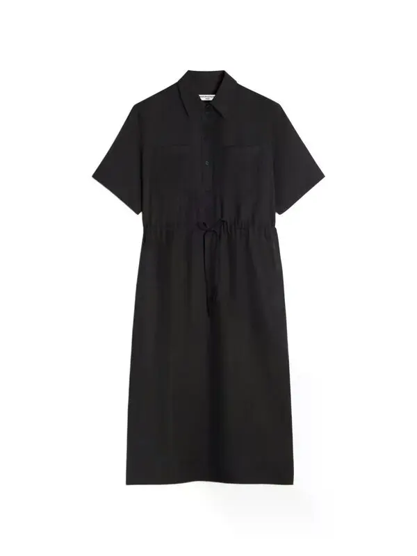 Maison Kitsuné Drawstring Waist Shirt Midi Dress - Black