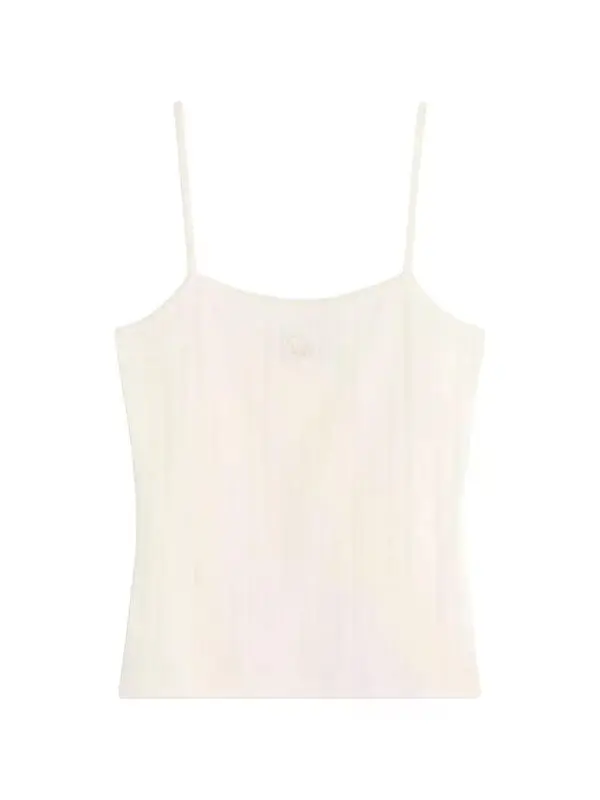 Maison Kitsuné Logo-print Ribbed Top - Neutrals