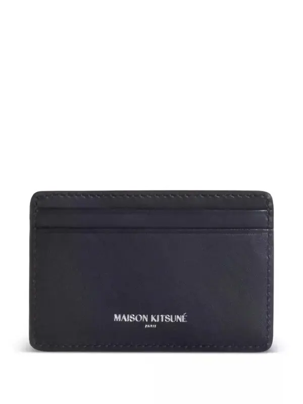 Maison Kitsuné Paris Logo-print Leather Cardholder - Black