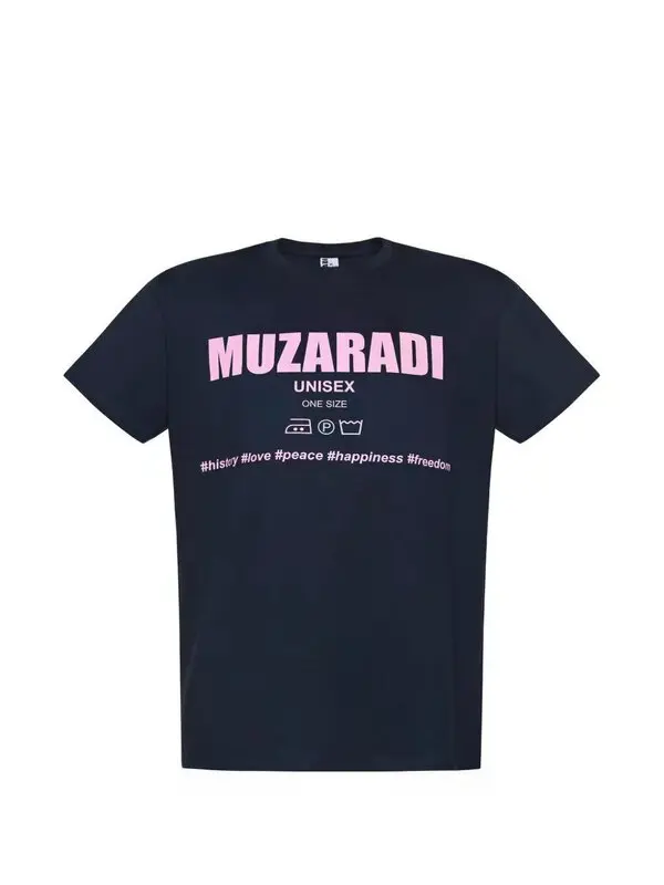 MUZARADI Logo Print Cotton T-shirt - Blue