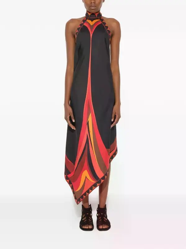 Emilio Pucci Fari Print Silk Halter Dress - Black