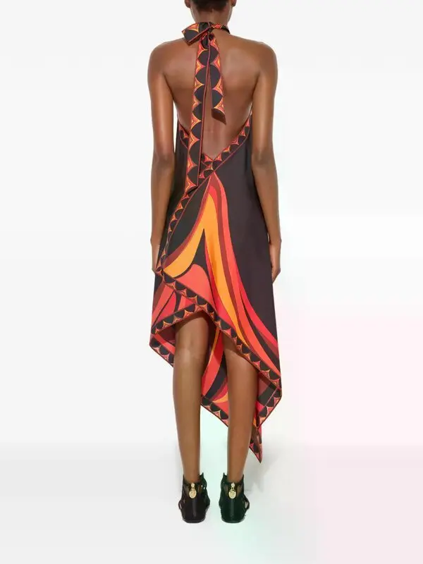 Emilio Pucci Fari Print Silk Halter Dress