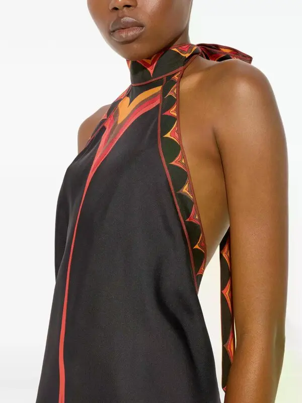 Emilio Pucci Fari Print Silk Halter Dress