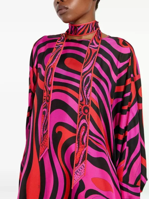 Emilio Pucci Mixed Print Silk Twill With Rhinestones Scarf
