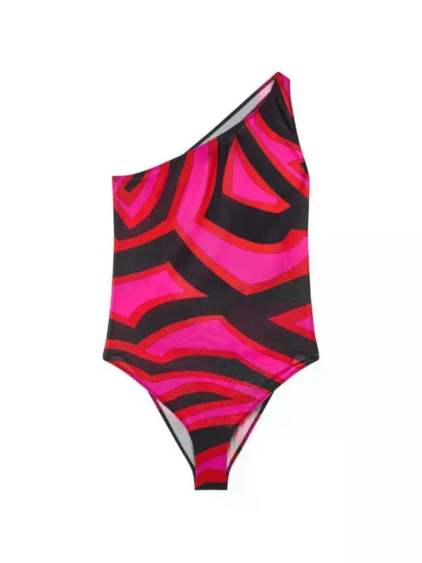 Emilio Pucci Marmo-print One-shoulder Bodysuit - Pink