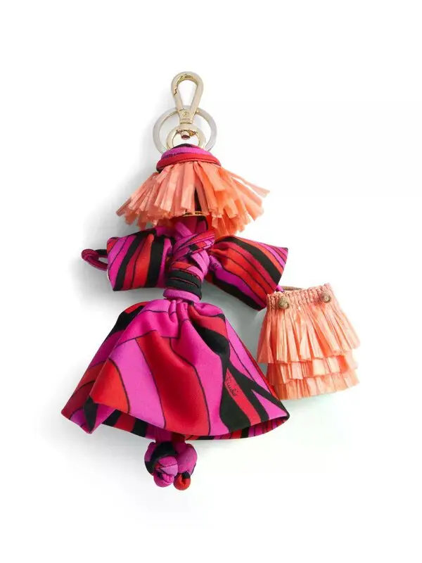 Emilio Pucci Iride Print Bag Charm With Raffia Details