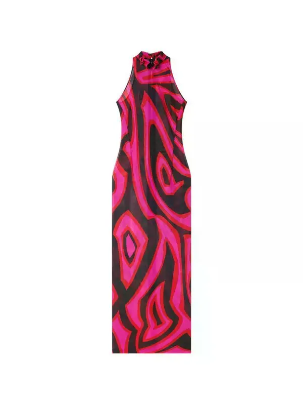 Emilio Pucci Labirinto Print Long Fitted Dress - Black
