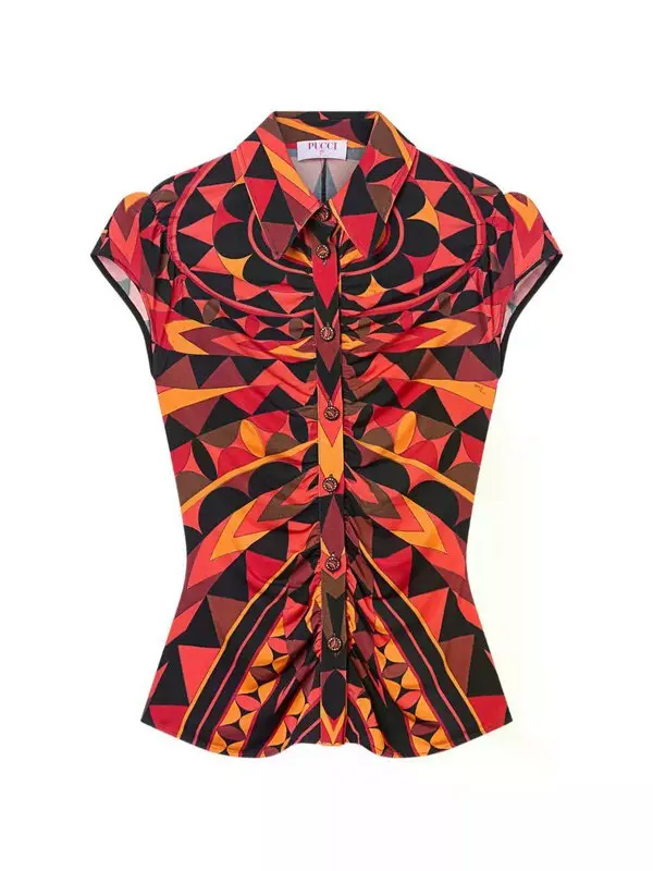 Emilio Pucci Manuba-print Ruched Blouse - Red