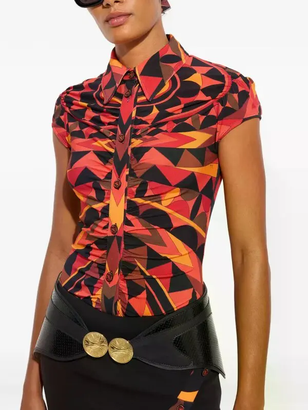 Emilio Pucci Manuba-print Ruched Blouse
