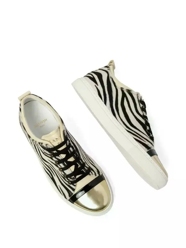 LANVIN Zebra-print Metallic Cap Toe Sneakers