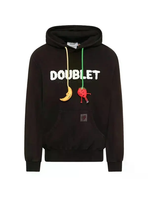 DOUBLET Mud-dyed Logo-appliqué Hoodie - Brown
