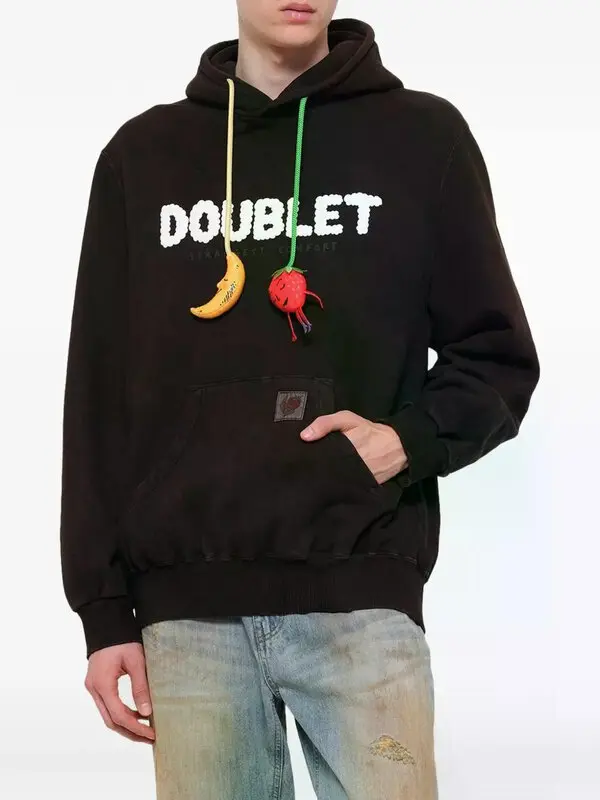 DOUBLET Mud-dyed Logo-appliqué Hoodie
