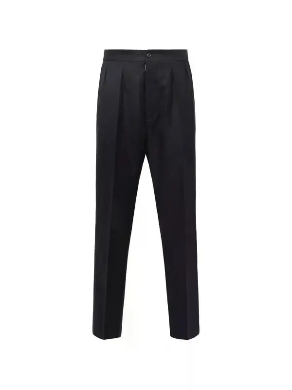 MAISON MARGIELA Pleated Virgin Wool Twill Trousers - Blue