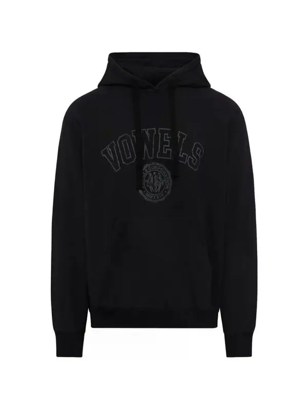 VOWELS Long-sleeve Logo-detail Hoodie - Black