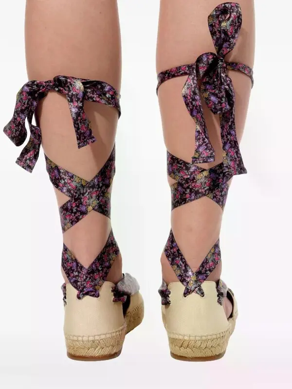 Balenciaga Floral Print Lace-up Espadrilles