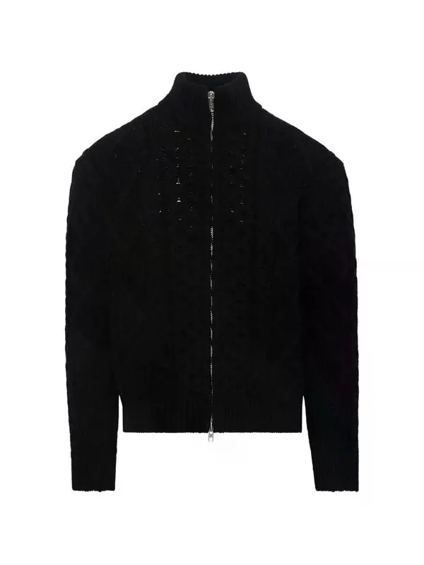 VOWELS Cable-knit Zip-up Sweater