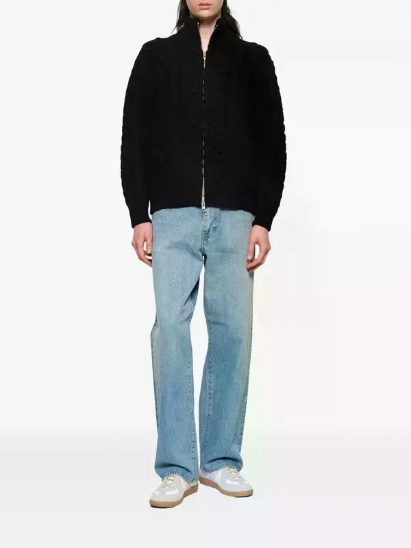 VOWELS Cable-knit Zip-up Sweater
