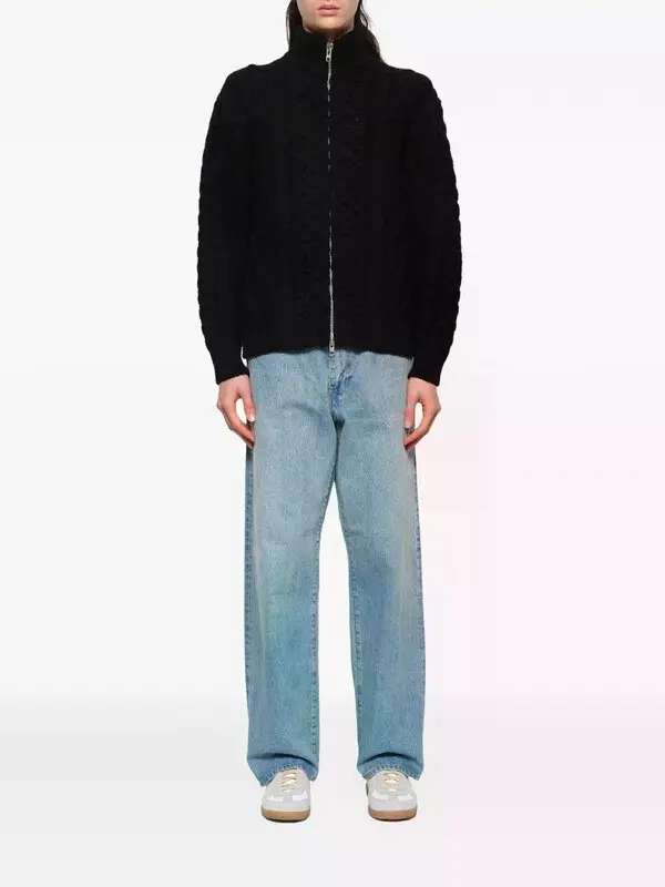 VOWELS Cable-knit Zip-up Sweater