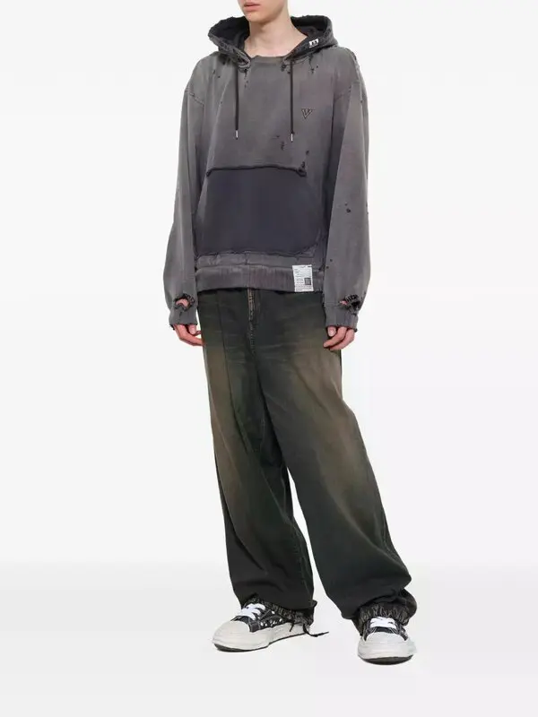 Mihara Yasuhiro Sun-faded Distressed Hoodie - Black