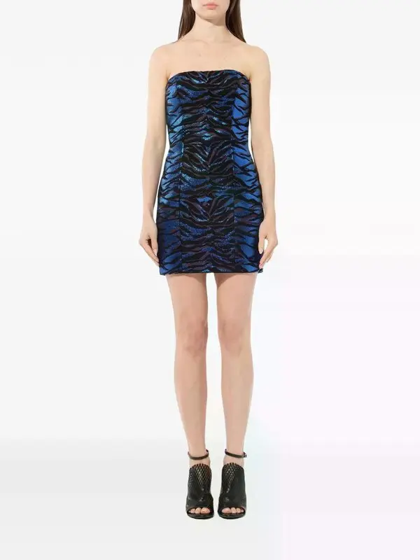 Balmain Tiger Print Strapless Mini Dress