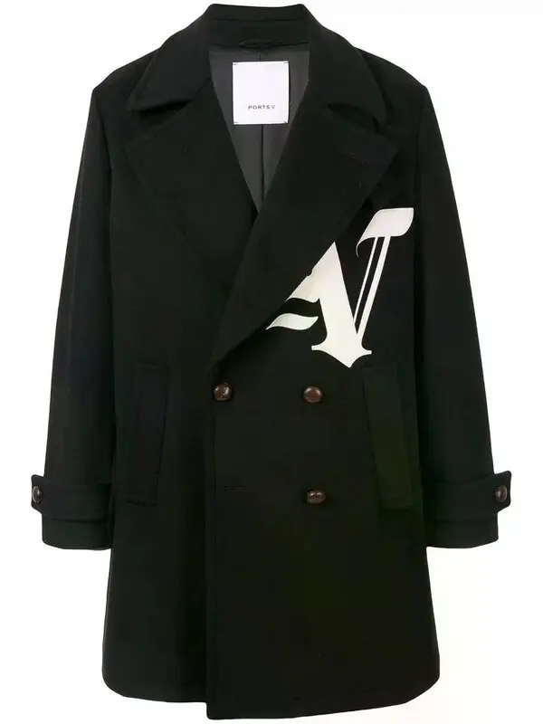 PORTS V Double Buttoned Logo Coat