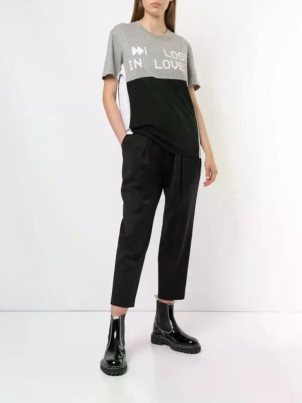 PORTS V Colour-block Slogan T-shirt