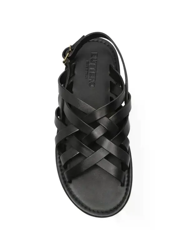 BUTTERO® Woven Effect Leather Slingback Sandals