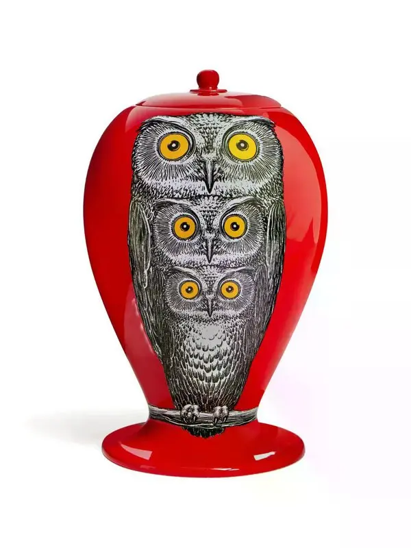 FORNASETTI Owl-illustrated Vase
