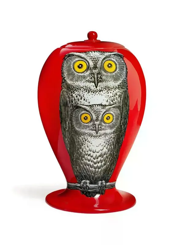FORNASETTI Owl-illustrated Vase