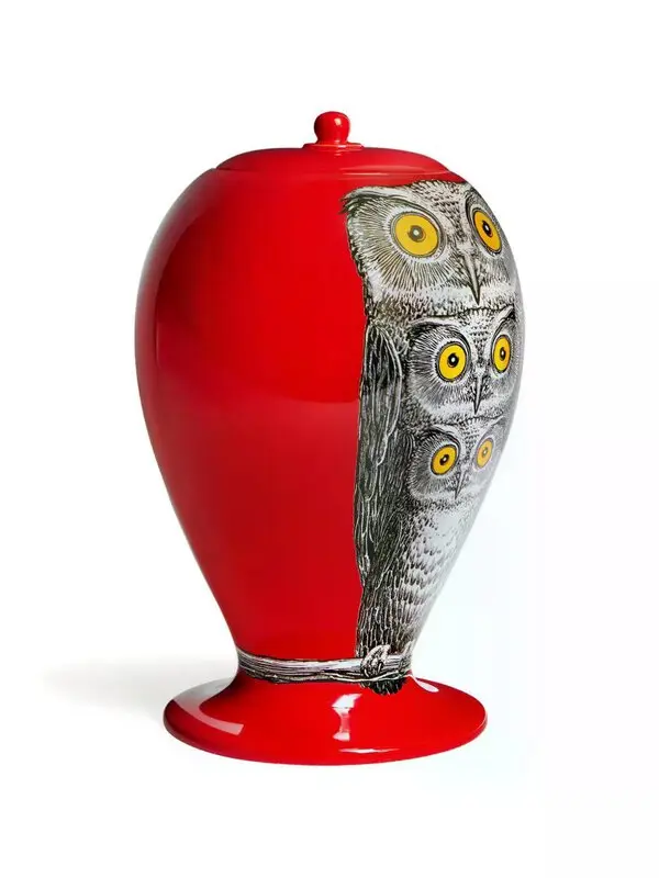 FORNASETTI Owl-illustrated Vase