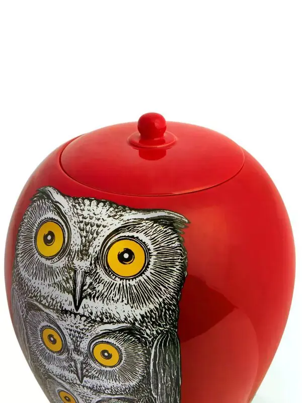 FORNASETTI Owl-illustrated Vase