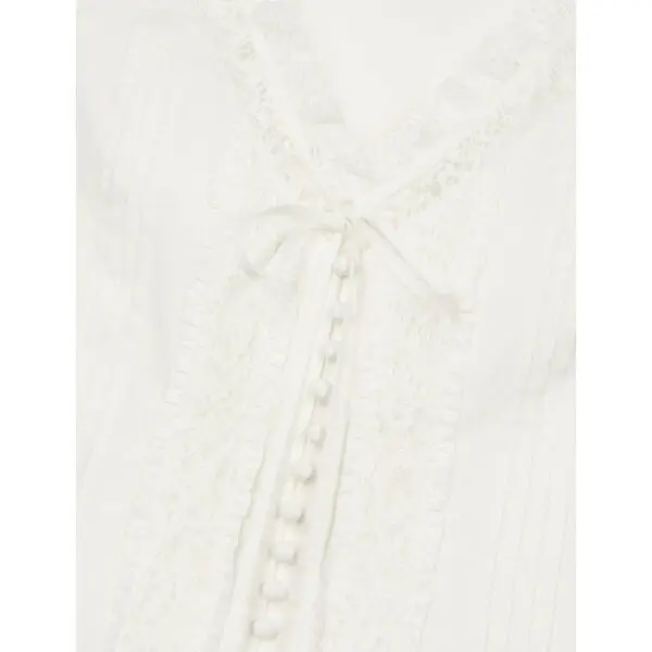 The Kooples Sleeveless V-neck Cotton Top With Lace Trim