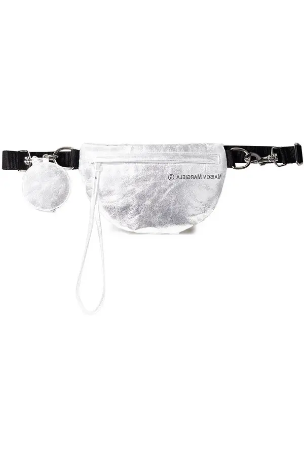 MAISON MARGIELA Printed Metallic Faux Leather Belt Bag - Silver
