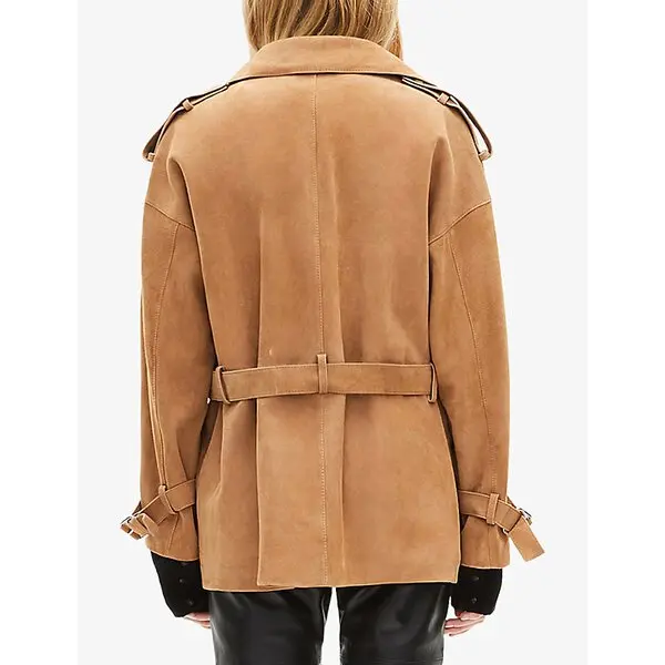 The Kooples Double-breasted Belted Suede Jacket
