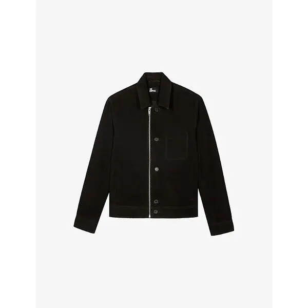 The Kooples Collared Zip-up Suede Jacket