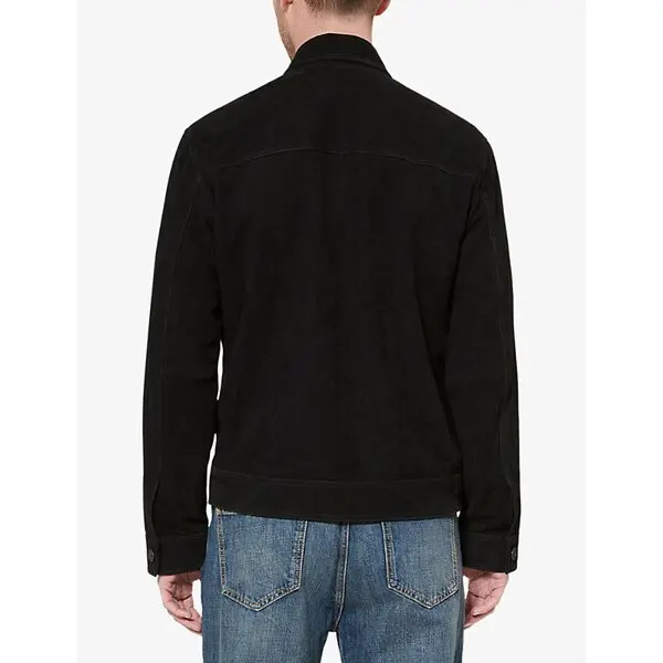 The Kooples Collared Zip-up Suede Jacket