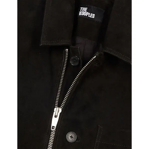 The Kooples Collared Zip-up Suede Jacket