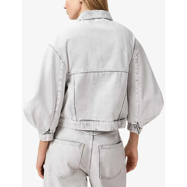 ALLSAINTS Luca Volume-sleeved Denim Jacket - Bleached Grey