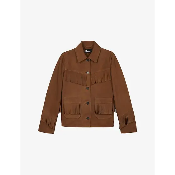 The Kooples Fringed Suede Button-down Jacket