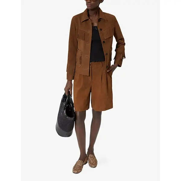 The Kooples Fringed Suede Button-down Jacket