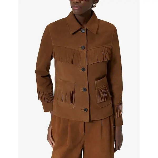 The Kooples Fringed Suede Button-down Jacket