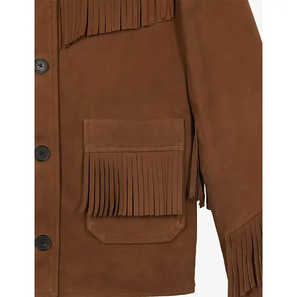 The Kooples Fringed Suede Button-down Jacket