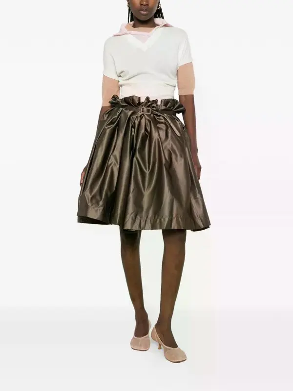 AUGUST BARRON Belted Paperbag-waist Mini Skirt