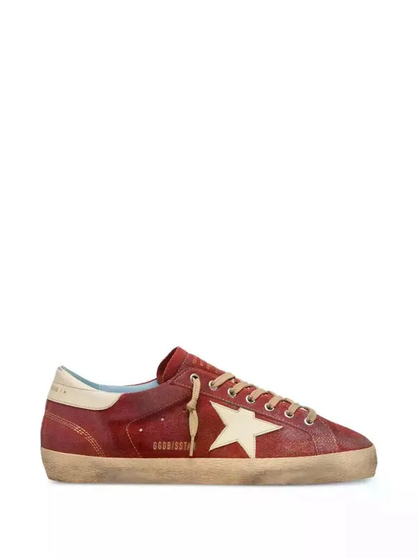 GOLDEN GOOSE Super-star Suede Sneakers With Cream Leather Star - Red